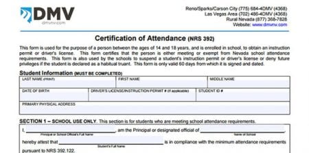 Certificate of Attendance (NRS 392) – Nevada Online Drivers Ed – Las ...
